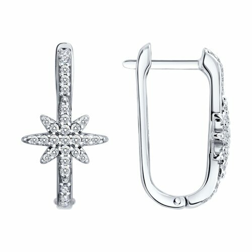 Серьги, серебро, 925 проба, родирование, фианит