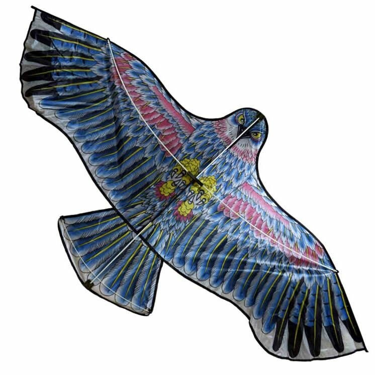 Визуальный, динамический отпугиватель птиц Орёл ЛУК с линем, пугало, воздушный змей, (синий, 148x69 см)