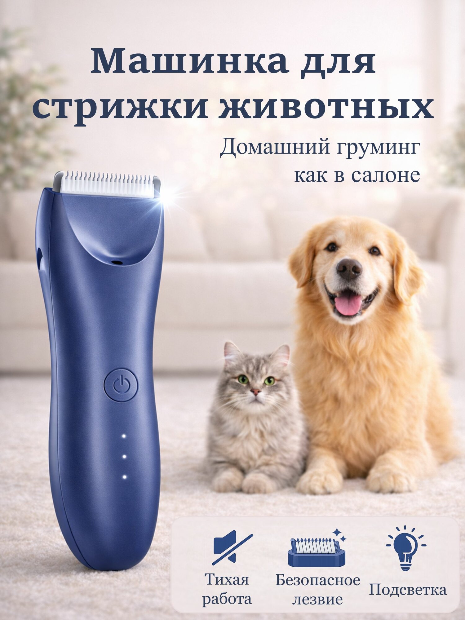 Машинка для стрижки собак и кошек, для животных, тихая, машинка беспроводная для груминга