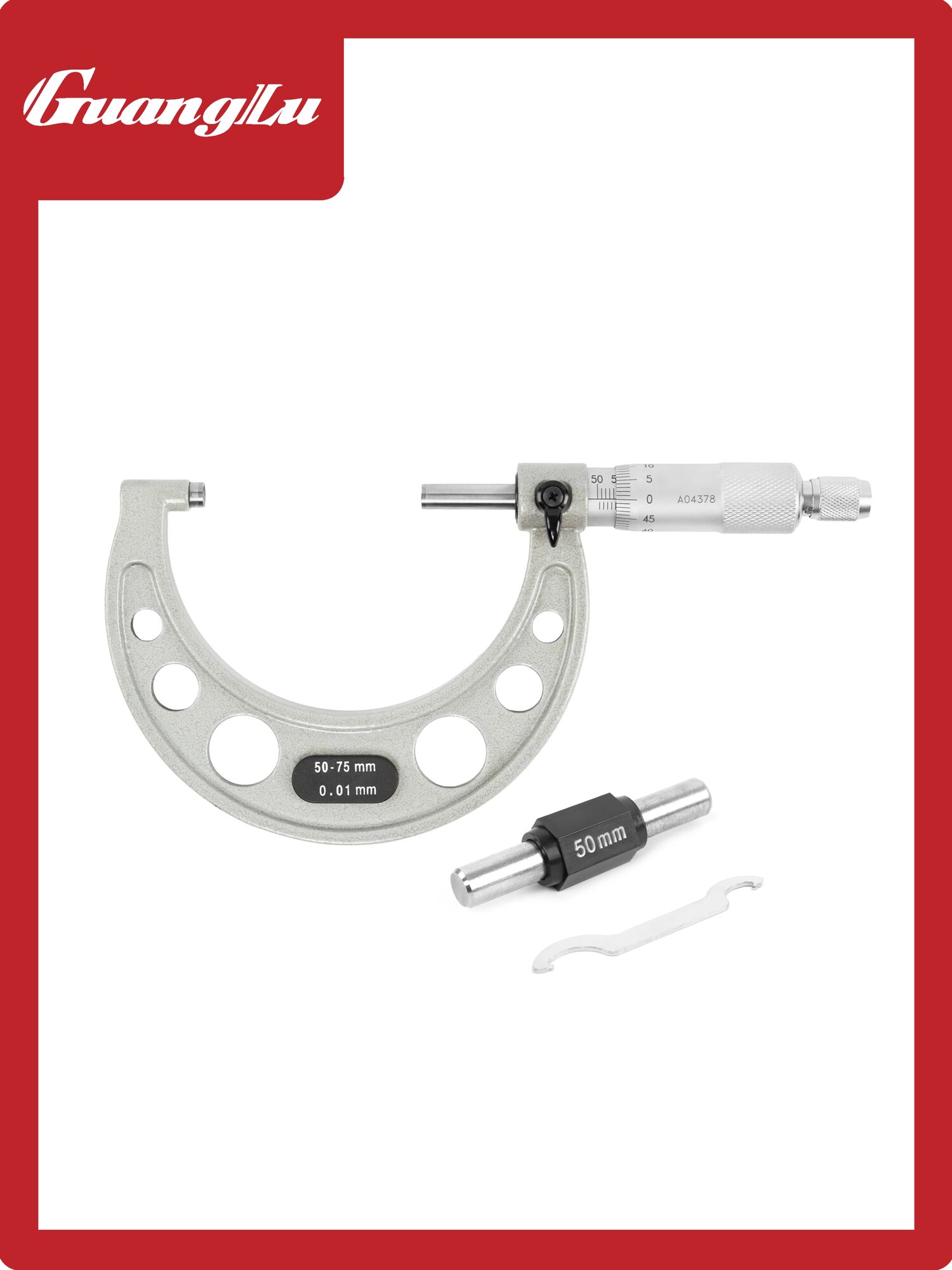Микрометр GuangLu МК- 75 0,01 круглая скоба 261-103D