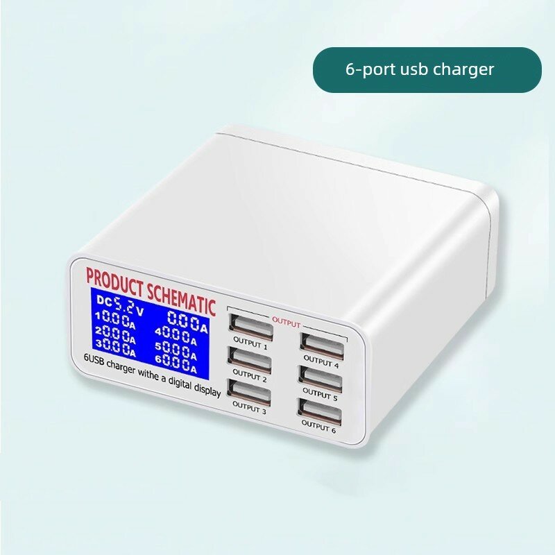 6-портовый USB-адаптер с дисплеем, 6 USB портов, простая зарядка для множества устройств