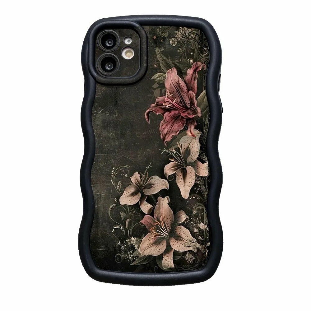 Чехол на Айфон iPhone 11 Старинный цветочный ретро Корпус телефона с волновой рамкой защищен от сбрасывания