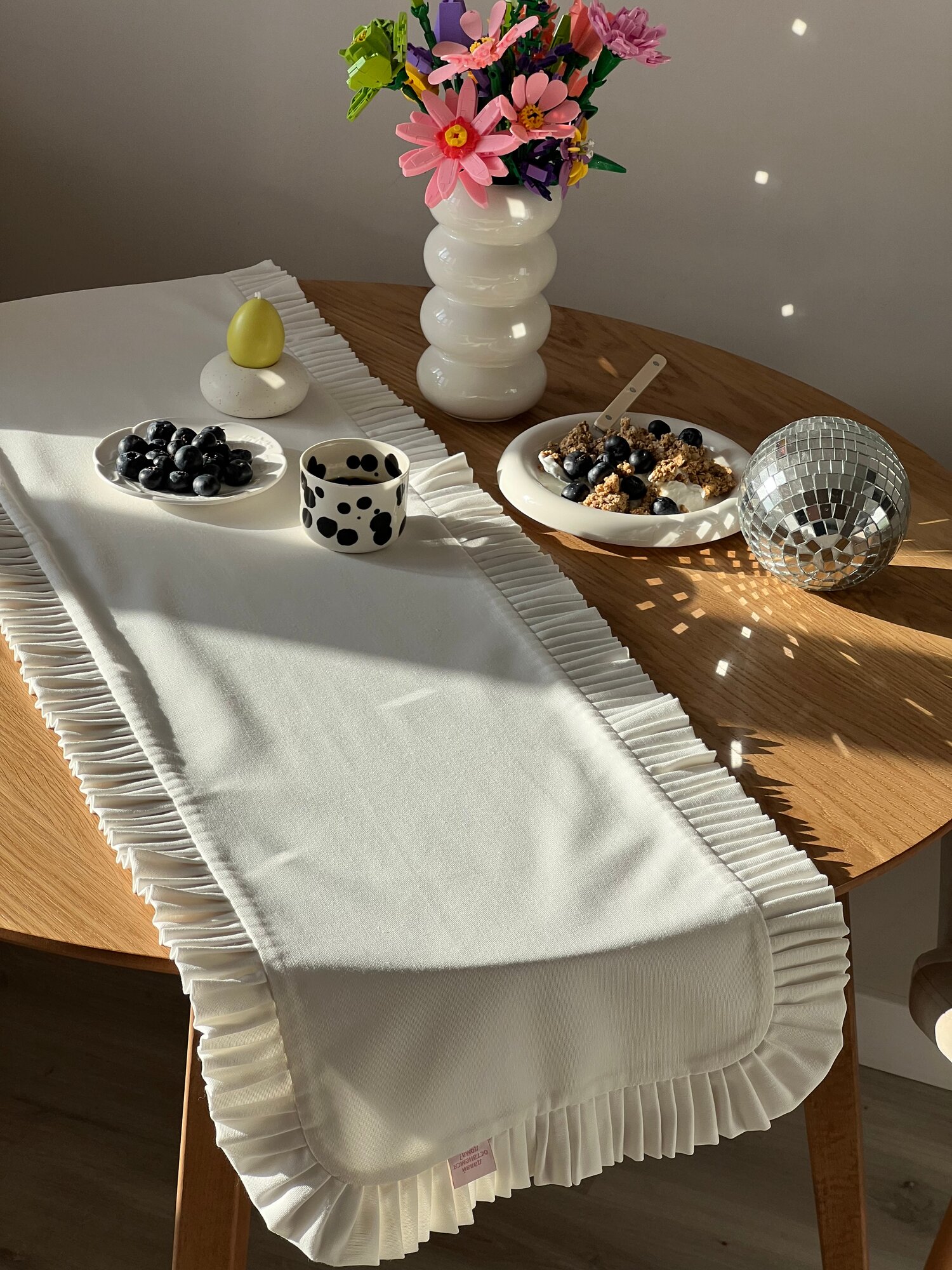 Дорожка "Рюши" для сервировки стола, 40х140 см, с защитой от влаги