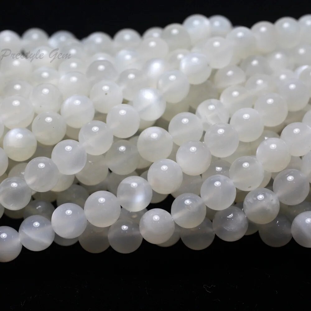 Meihan лунный камень бусины молочно-белые 6-10 мм 10mm- 1strand