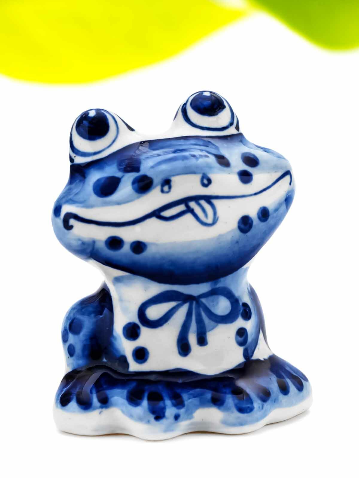Фигурка коллекционная - Лягушка, Гжель, Фарфор, 6,5 см