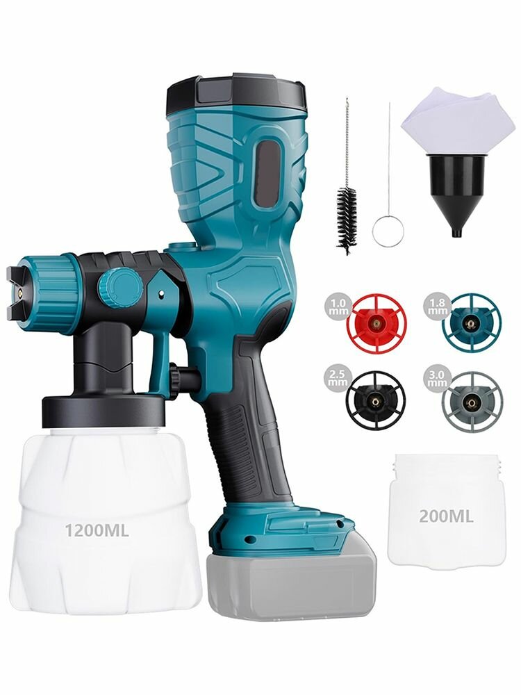 1000 мл Аккумуляторный краскораспылитель для Makita 18, аккумулятор аэрограф, 2 контейнера, легко чистить для дома