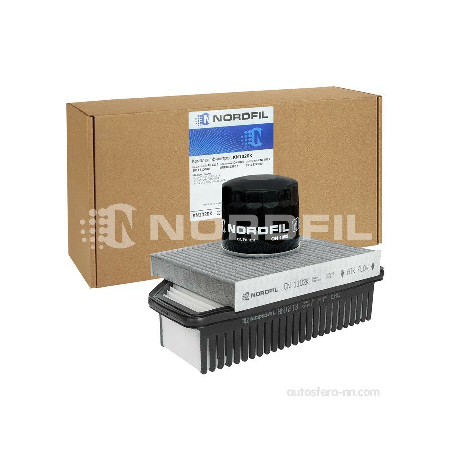 NORDFIL KN1020K Комплект фильтров (воздушный + масляный + салона угольный) KIA SOUL I (AM)
