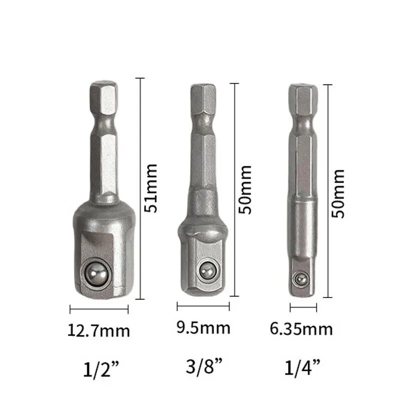 Адаптеры для бит 1/2", 3/8", 1/4" - 3шт