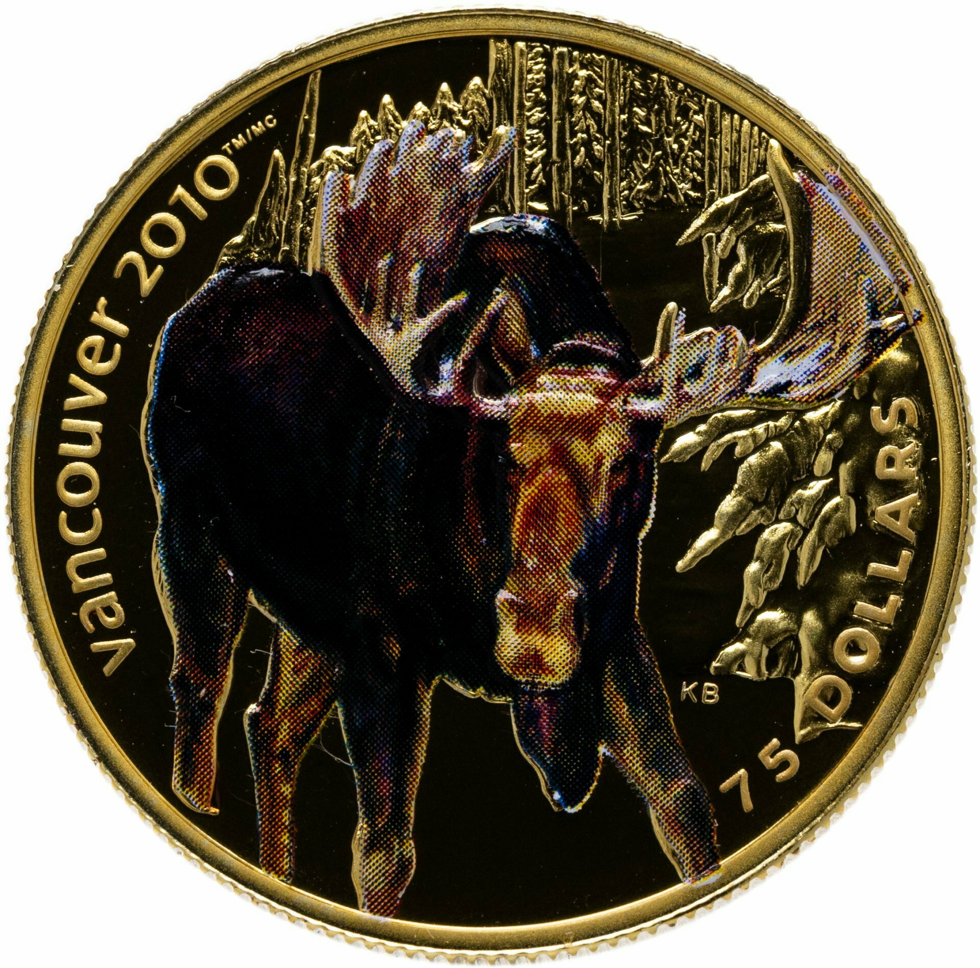 Канада 75 долларов 2009 Proof "XXI зимние Олимпийские Игры, Ванкувер 2010 - Лось", Золото 583