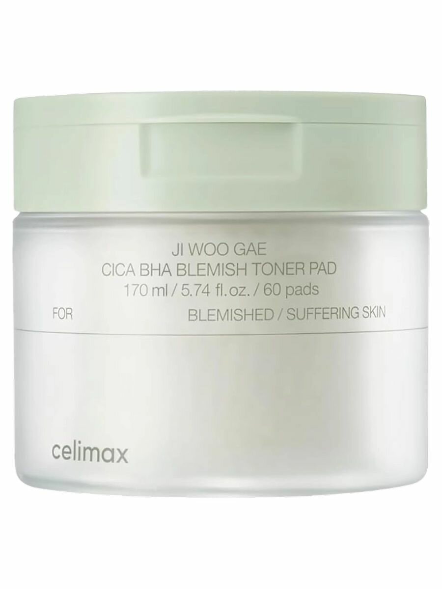 Celimax Пилинг-пэды от воспалений для проблемной кожи Ji Woo Gae Cica BHA Blemish Toner Pad 60 шт (170 мл)