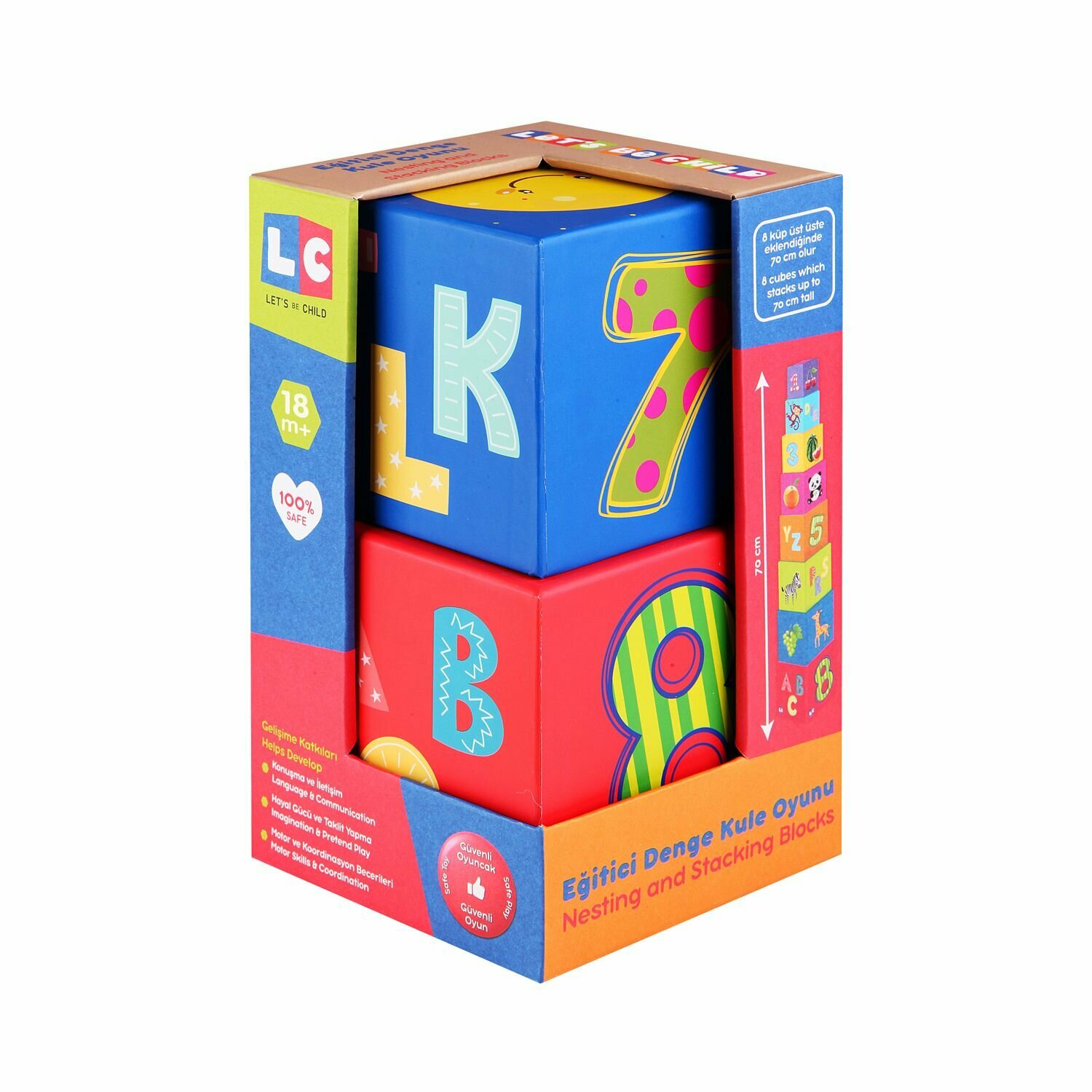 Игровой набор Let s Be Child - Кубики, 8 штук различных размеров, серия LC, возраст 18м+, LC-30628