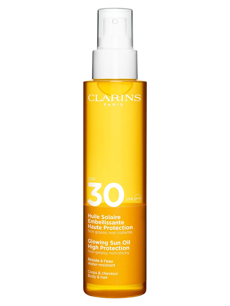 Солнцезащитное масло CLARINS Huile Solaire Embellisante, SPF 30, для тела и волос, 150 мл