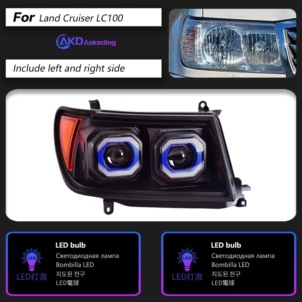 Фары для Toyota Land Cruiser LC100 LED-фары 1998-2007 LC100 фары Drl проекторное стекло Автомобильные аксессуары