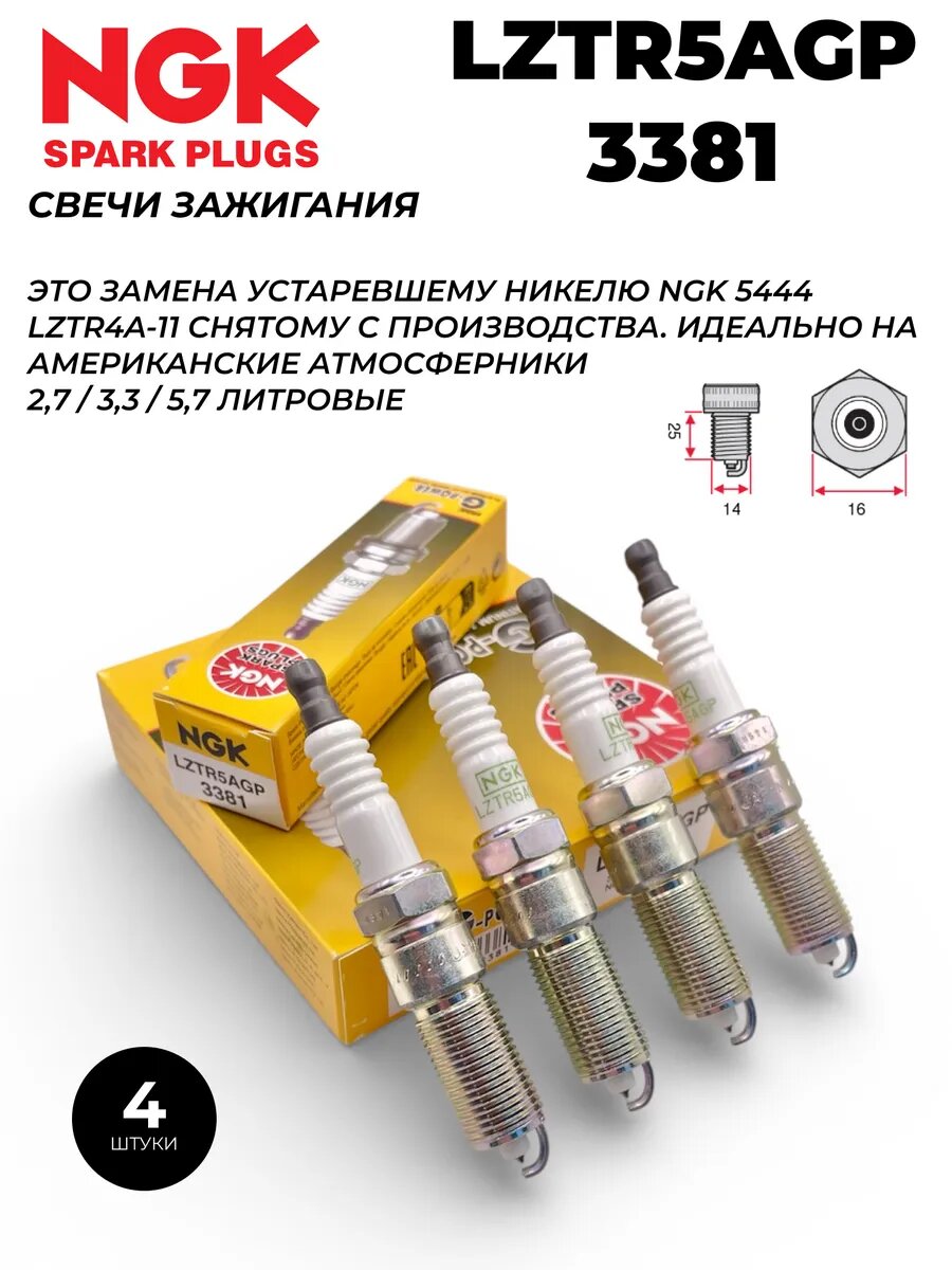 Комплект свечей зажигания NGK PLATINUM LZTR5AGP / 3381