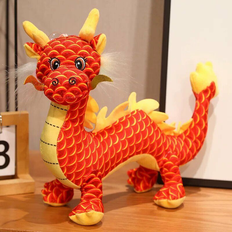 Красная игрушка-дракон из плюша 40-45 см большая мягкая кукла для детей подарок праздничное украшение