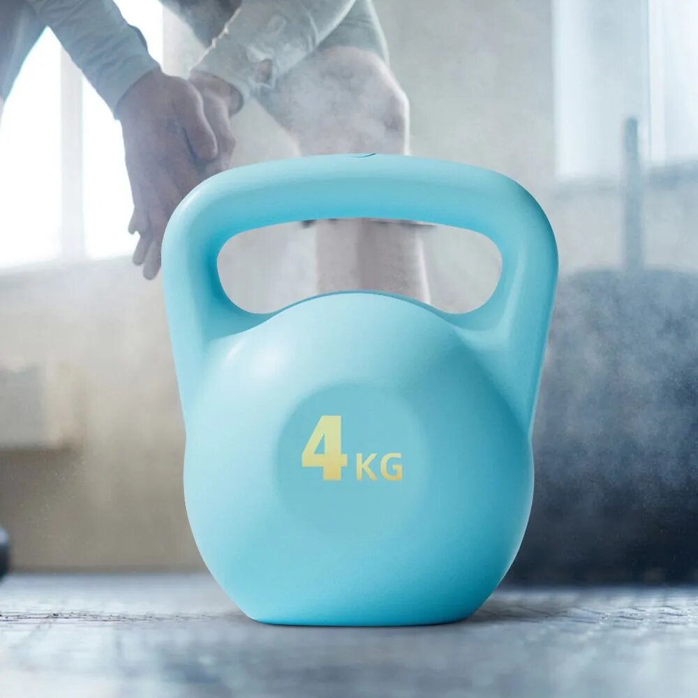 Milochic гиря 4kg синяя гиря для силовых тренировок из полиэтилена