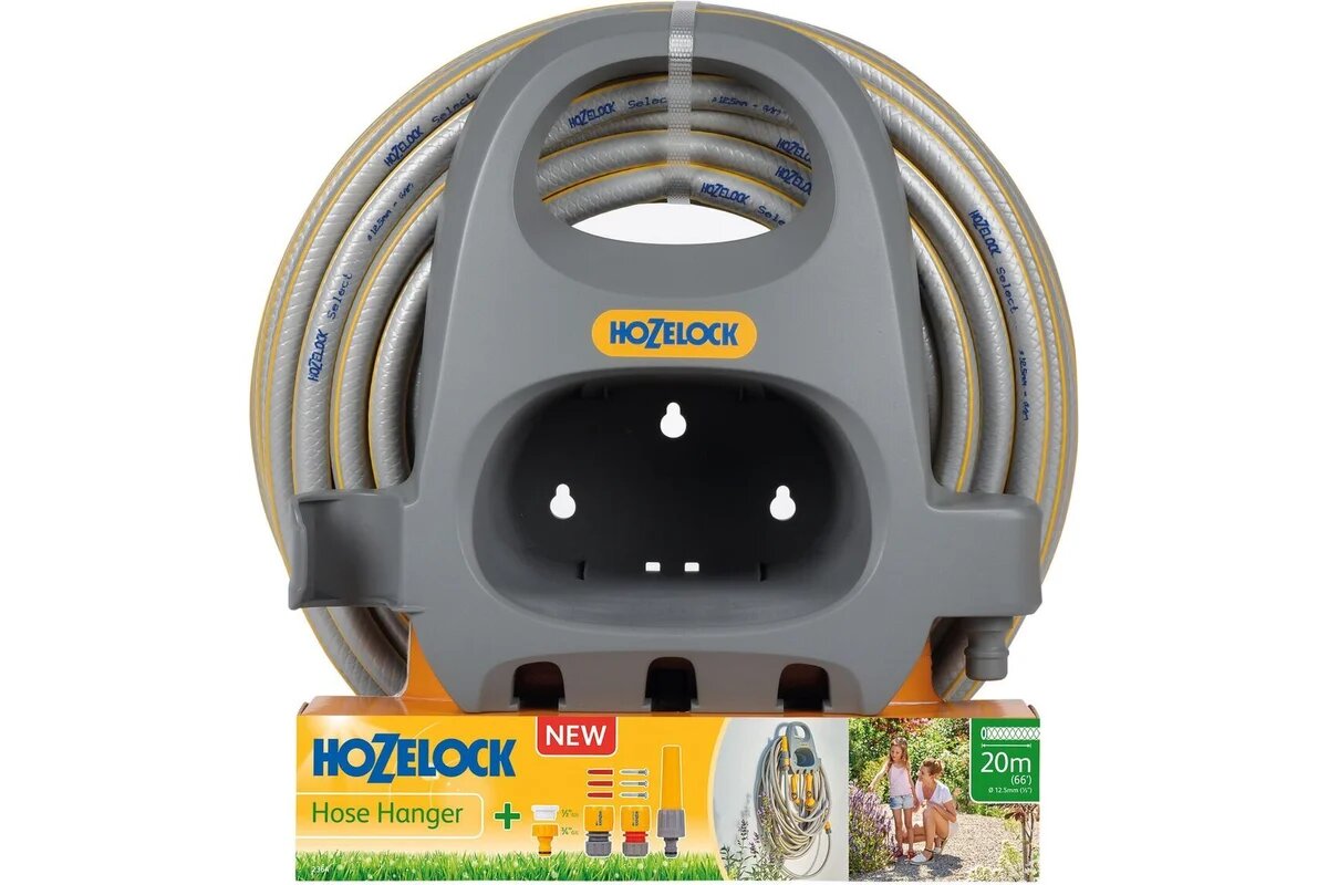 Держатель Hozelock со шлангом 1/2", 20 м, коннекторами и наконечником для шланга