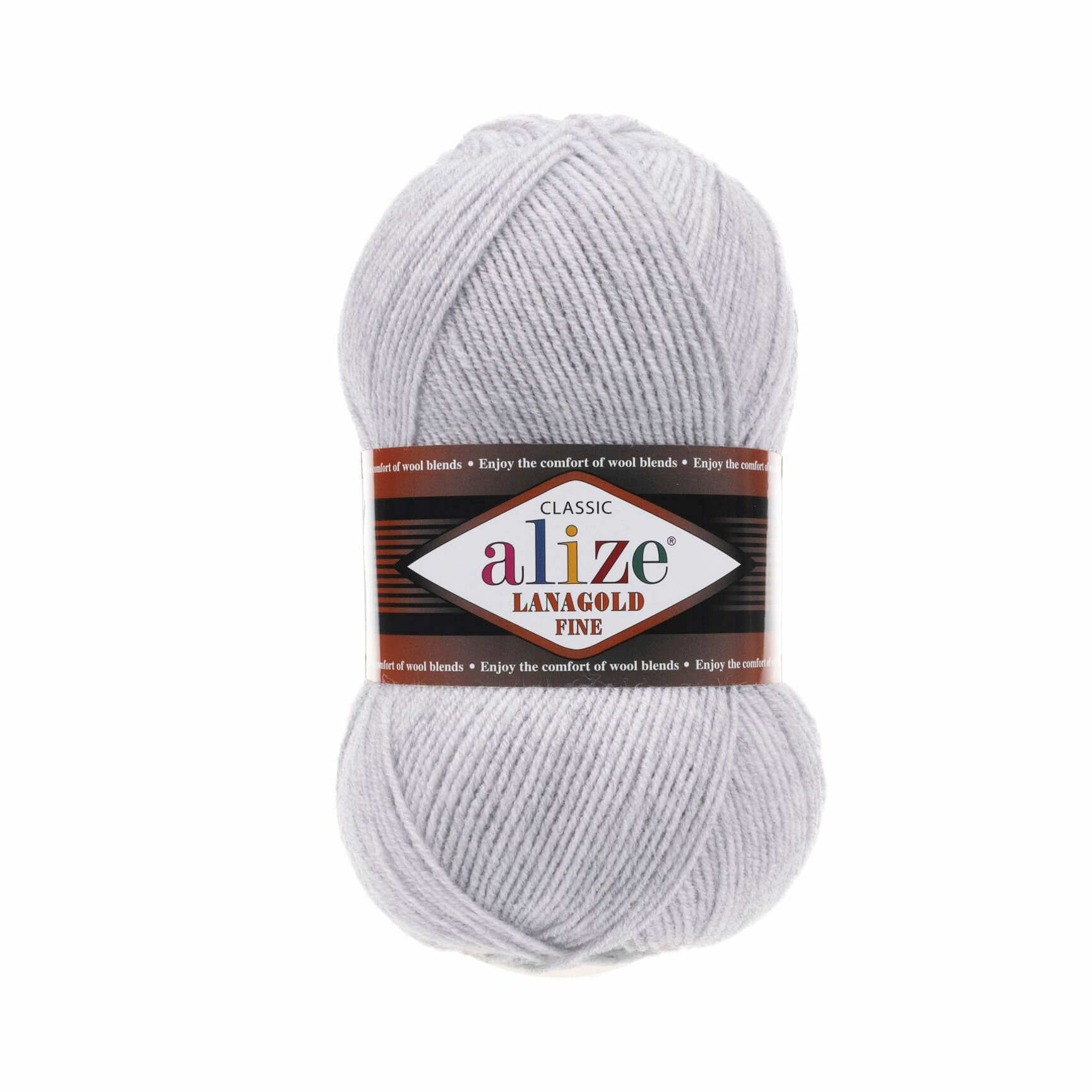 Пряжа для вязания Lanagold Fine Alize 1 моток (390 м, 100 гр), цвет 684 пепельный