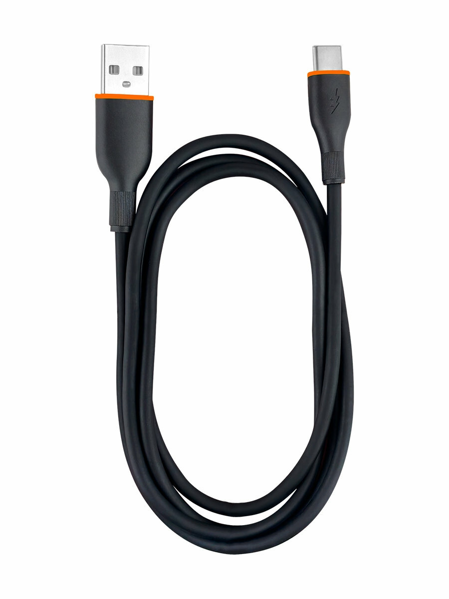 Кабель питания GAL, USB-C/USB, 1,2м, черный, силикон, быстрый заряд