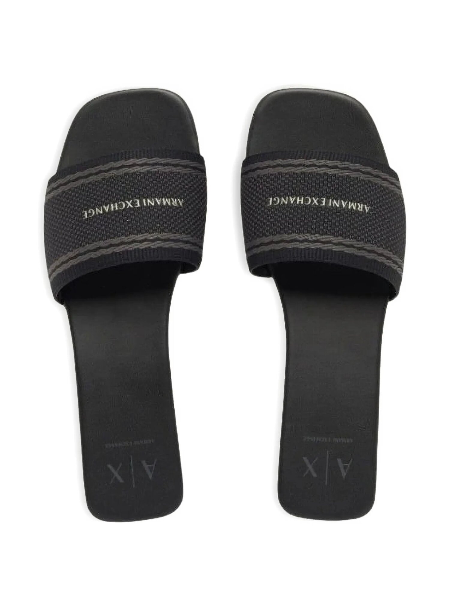 Босоножки Armani Exchange Logo-print sandals, размер 41, black/black — фото 1
