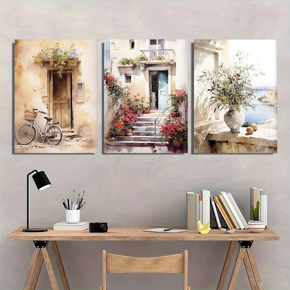 Печать на холсте «Средиземноморский пейзаж» 50x70 см, без рамы