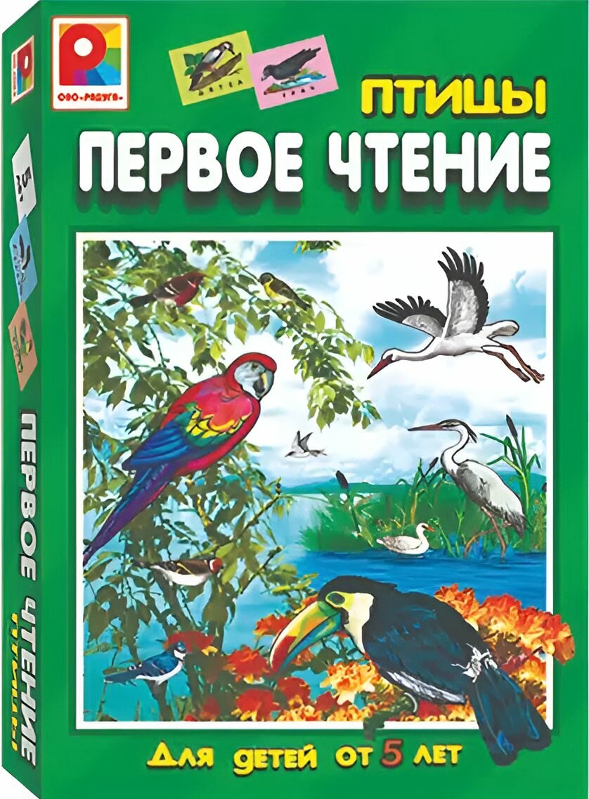 Обучающая игра "Первое чтение Птицы", учим буквы, составляем слова, расширяем кругозор, набор с большими картами и карточками