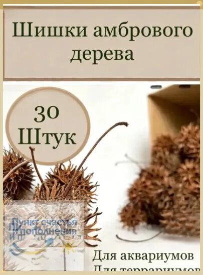Шишки амбрового дерева для аквариумов 30шт натуральный декор и очиститель воды