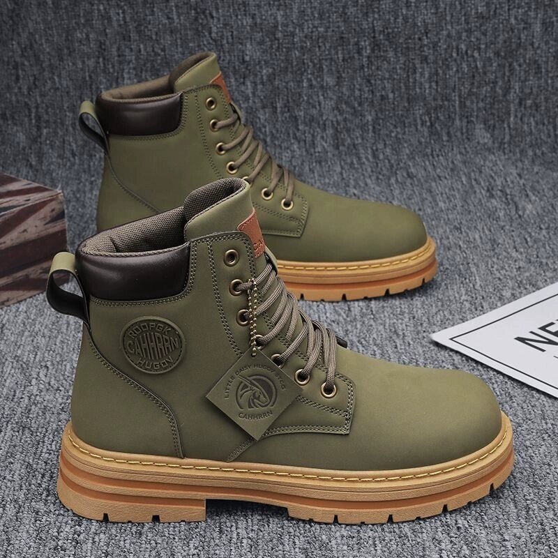MOOCIE Ботинки Timberland, мужские высокие ботинки Martin, корейский стиль, универсальные, рабочая обувь на толстой подошве, короткие ботинки, модная обувь, EU:42