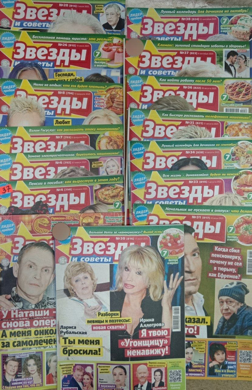 Журнал "Звезды и советы" №3-8, 26, 28, 30, 31, 33-38 за 2025 год (комплект из 15 секонд-хенд журналов)