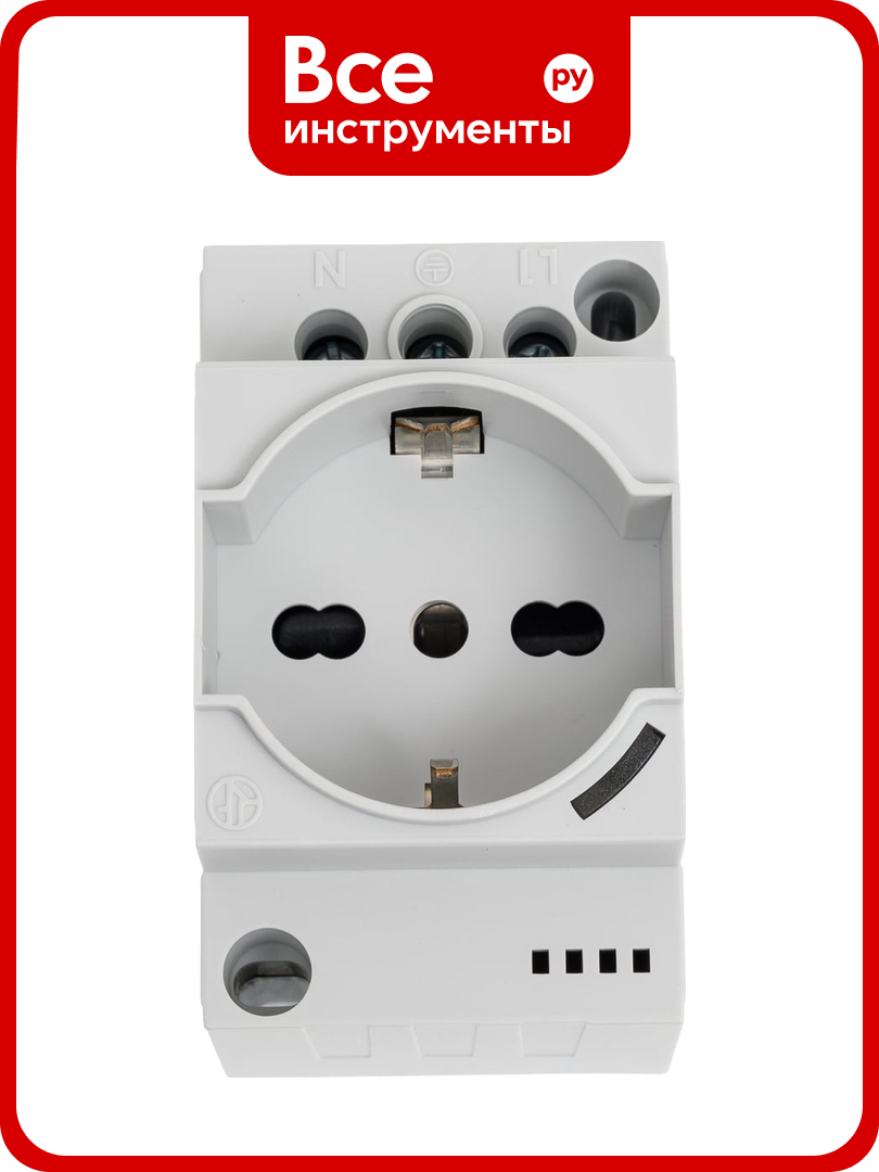 Розетка Finder Schuko + Bipasso 10/16 A для электрических шкафов, IP20, LED, серый, адаптер для DIN-рейки, 230 В, 1 пост