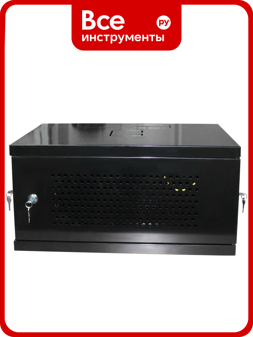 Настенный разборный шкаф кддс 19", 9u, перфорированная дверь, 600x600, черный УТ-00001097