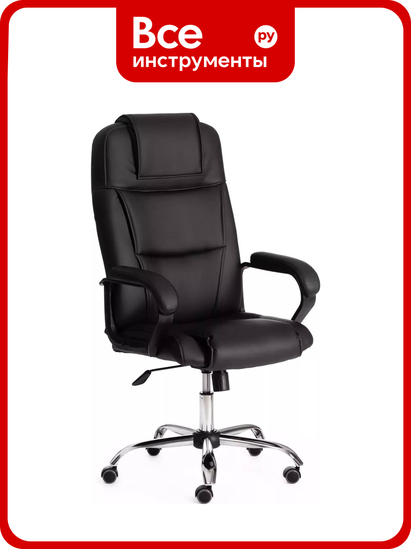 Кресло Tetchair bergamo 22 хром, искусственная кожа, черное 36-6 19370, для размещения дома