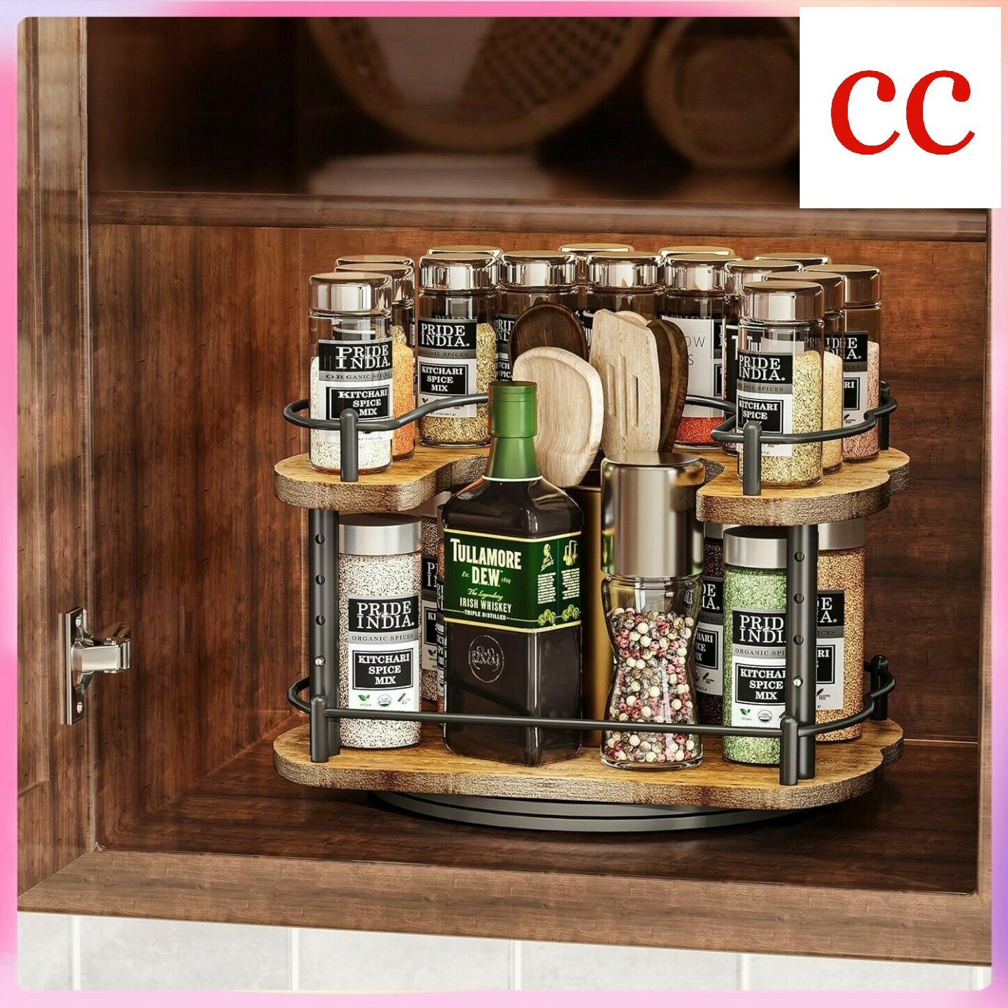 Высоту шкафчика для хранения специй можно регулировать и поворачивать, черный