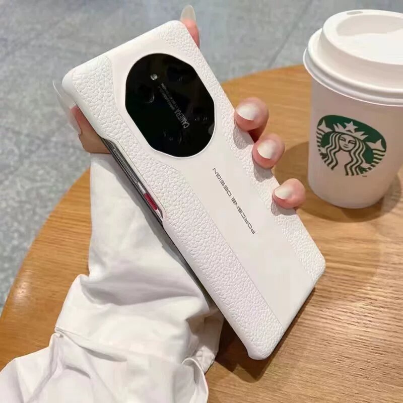 Кожаный противоударный чехол для Huawei Mate 30 RS Porsche Design цвет белый
