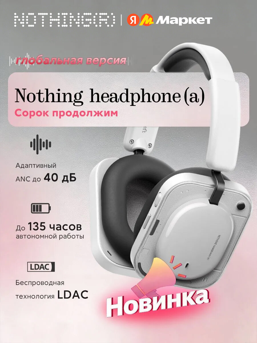 Наушники Nothing headphone (A), 1060 MAH,40dB ANC, BT5.4, IP52, 2026 NEW белое