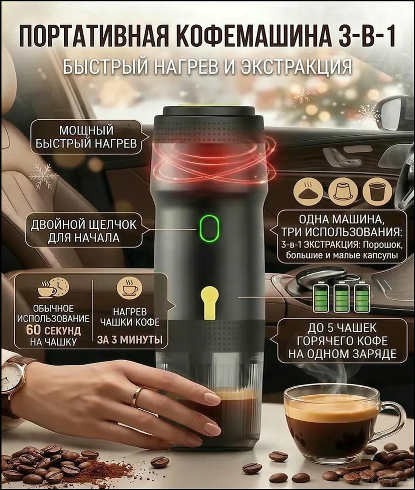 Черный матовый бестселлер, кофеварка 4OrYLN