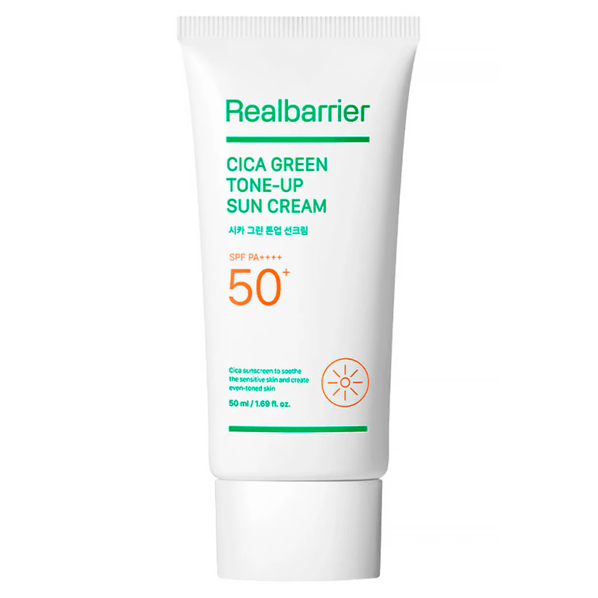 Успокаивающий солнцезащитный крем Cica Green Tone-Up Sun Cream SPF50+ PA+++, 50 мл, Real Barrier