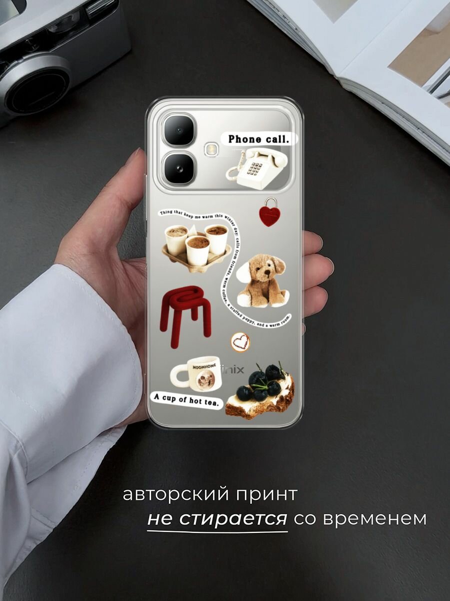 Чехол на Infinix Smart 20 / Инфиникс Смарт 20 с принтом Phone call, прозрачный — фото 1