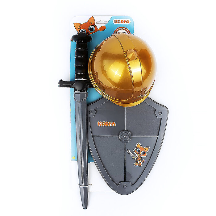 Набор игрового оружия Knopa Золотой воин, золотой шлем, щит, меч 88386