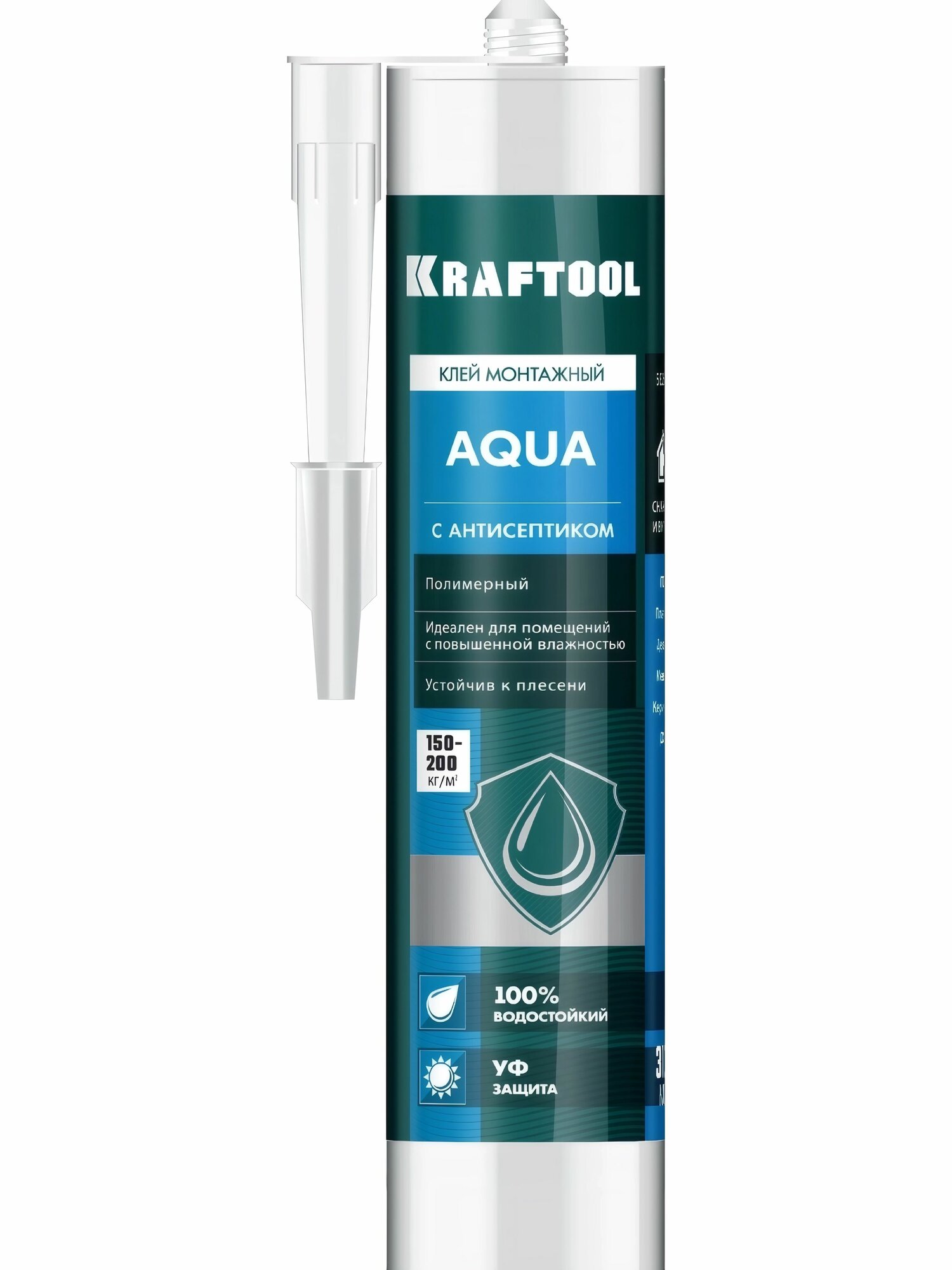 Водостойкий монтажный клей (41345) KRAFTOOL AQUA 310 мл белый 12 шт