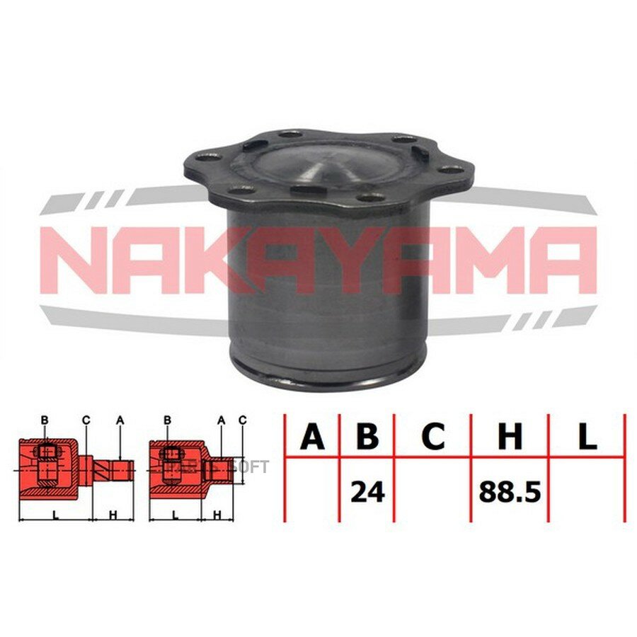 ШРУС внутр. к-кт AUDI A4 IV (8KH, B8,8K5,8K2), A5/S5 (8TA,8F7,8T3), Q5 от официального дистрибьютора, NAKAYAMA, артикул NJ7286NY