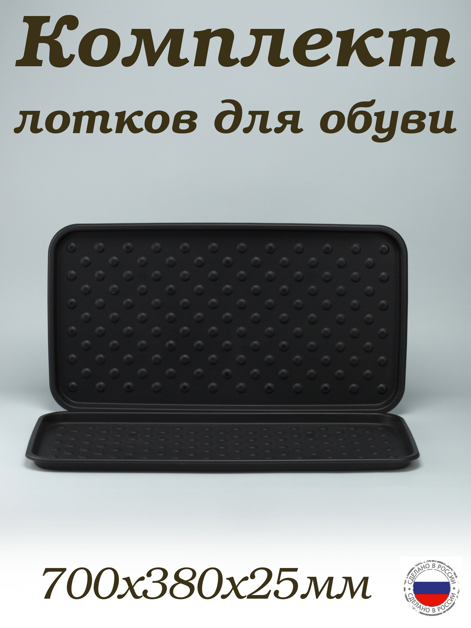 Коврик-лоток для обуви 70х38х2,5 см, комплект 2 шт