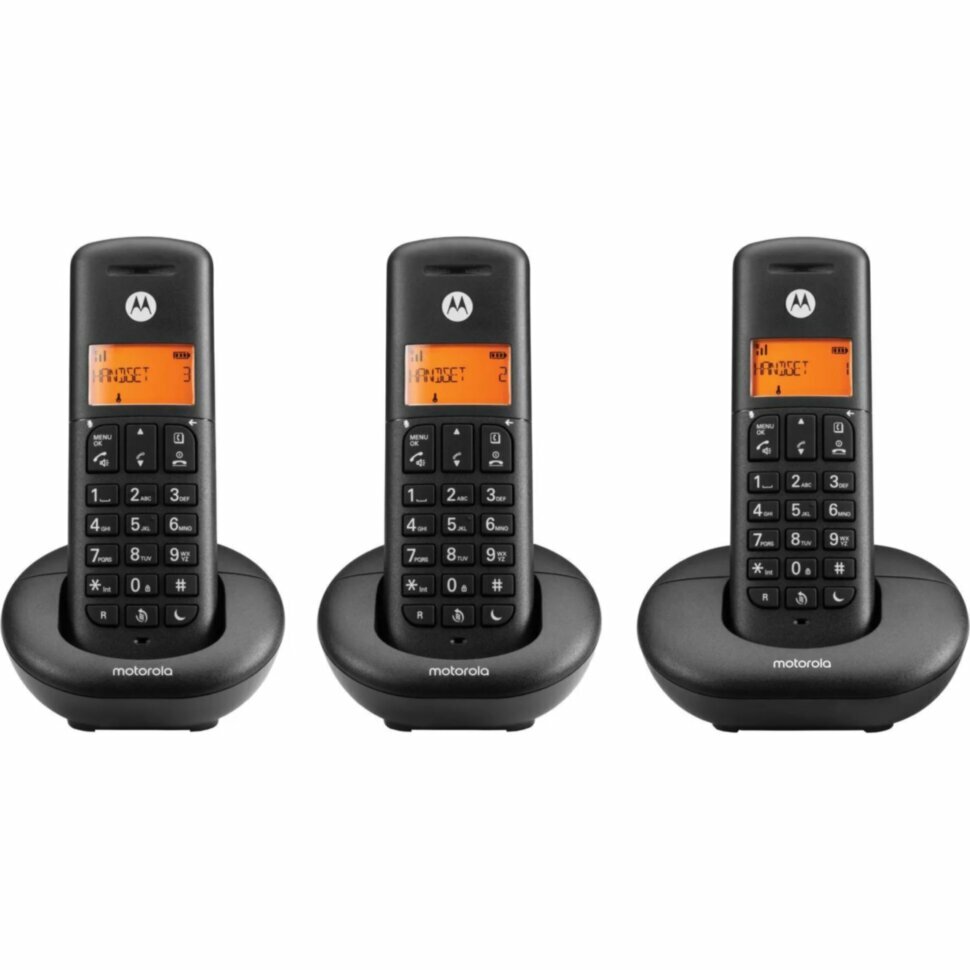 Радиотелефон Motorola DECT E203 (цвет Черный) (кмпл 3 трубки), 2354256