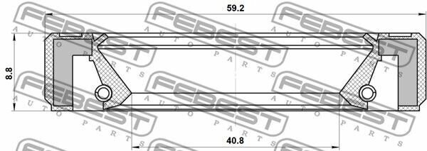 Сальник коробки скоростей 40.8x59.2x8.8x8.8 PSA LCV+FIAT Ducato 02-06 40,8X59,2X8,8mm FEBEST 95GBY-42590909L