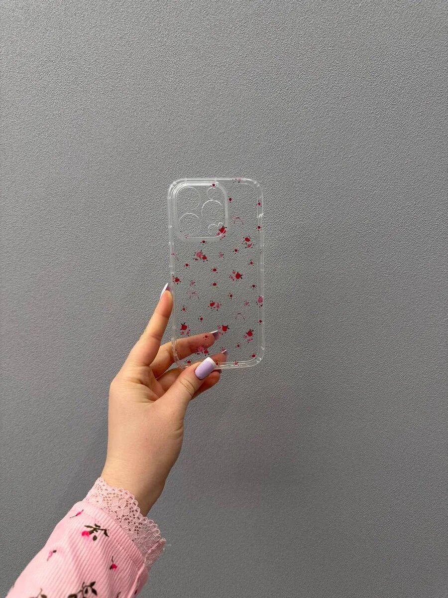 Чехол "Цветочки", силикон, герметичный, прозрачный, для iPhone 15 Pro — фото 1
