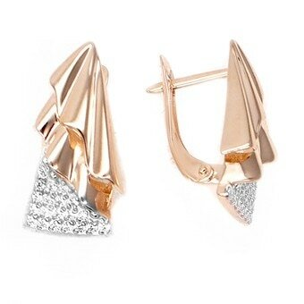 Серьги, красное золото, 585 проба, фианит