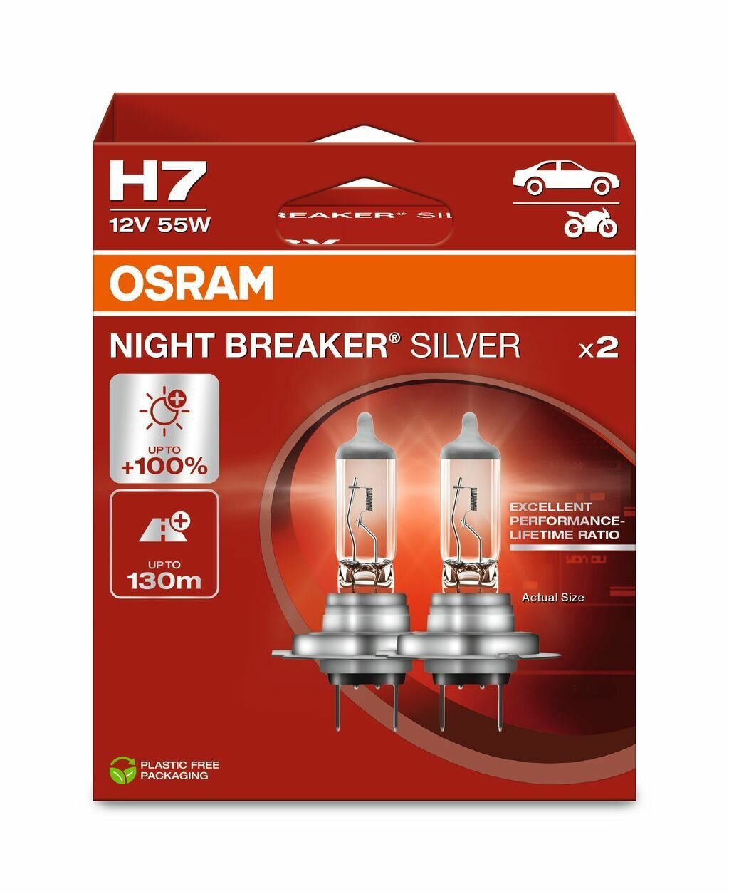 Лампа 12V H7 55W PX26d NIGHT BREAKER SILVER 2 шт. OSRAM 64210NBS-2HB