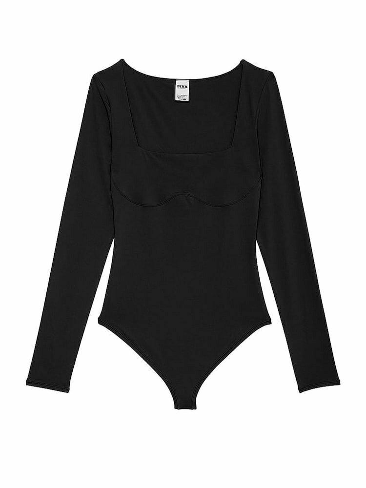 Боди бельевое Victoria's Secret в рубчик с квадратным вырезом