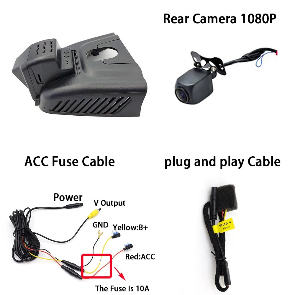 ZJCGO 4K 2160P Автомобильный видеорегистратор Видеорегистратор Plug and Play для Mercedes Benz B Class W247 GLA H247 GLB X247 2019 ~ 2023