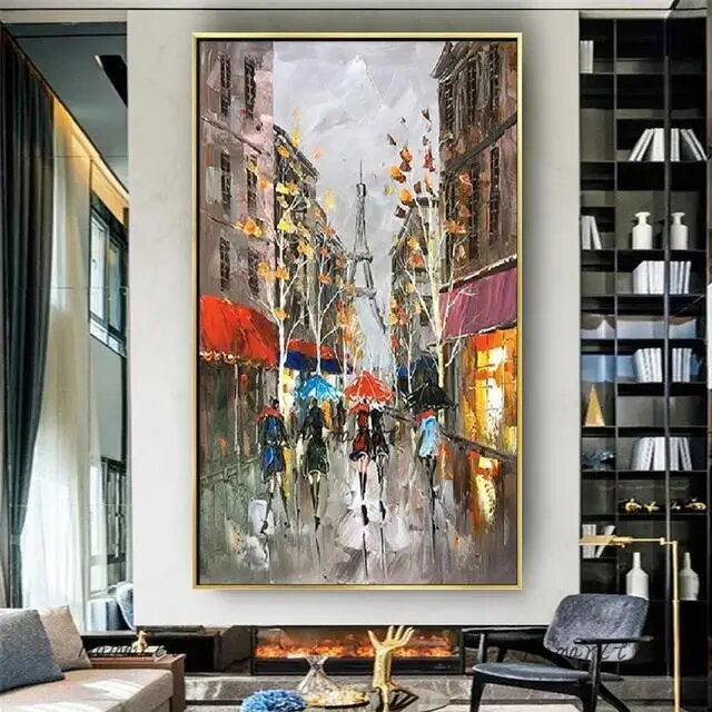 Картина маслом "Парижский дождь", 40x60см, цвет P12, без рамы